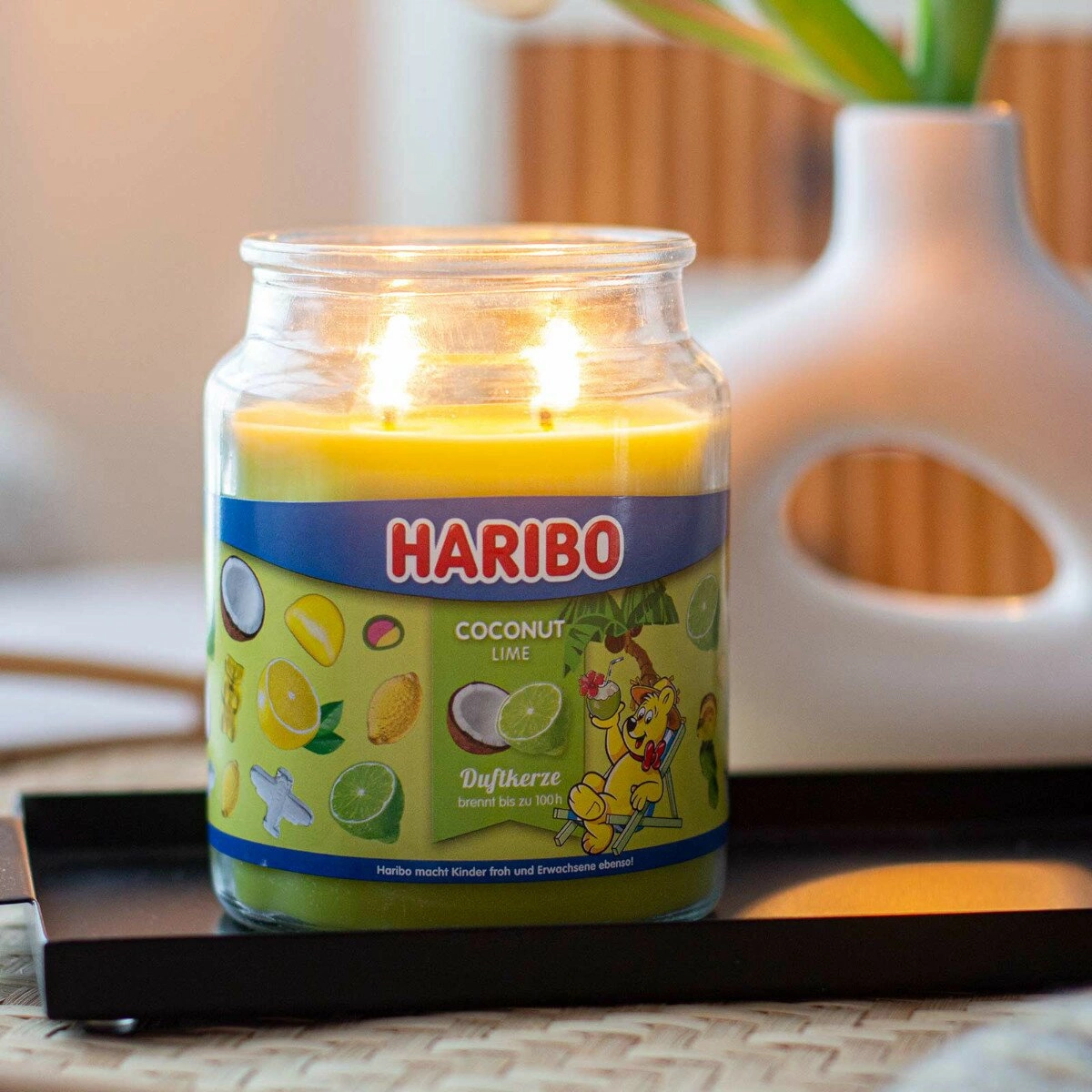 Haribo large scented candle in glass jar - Coconut Lime