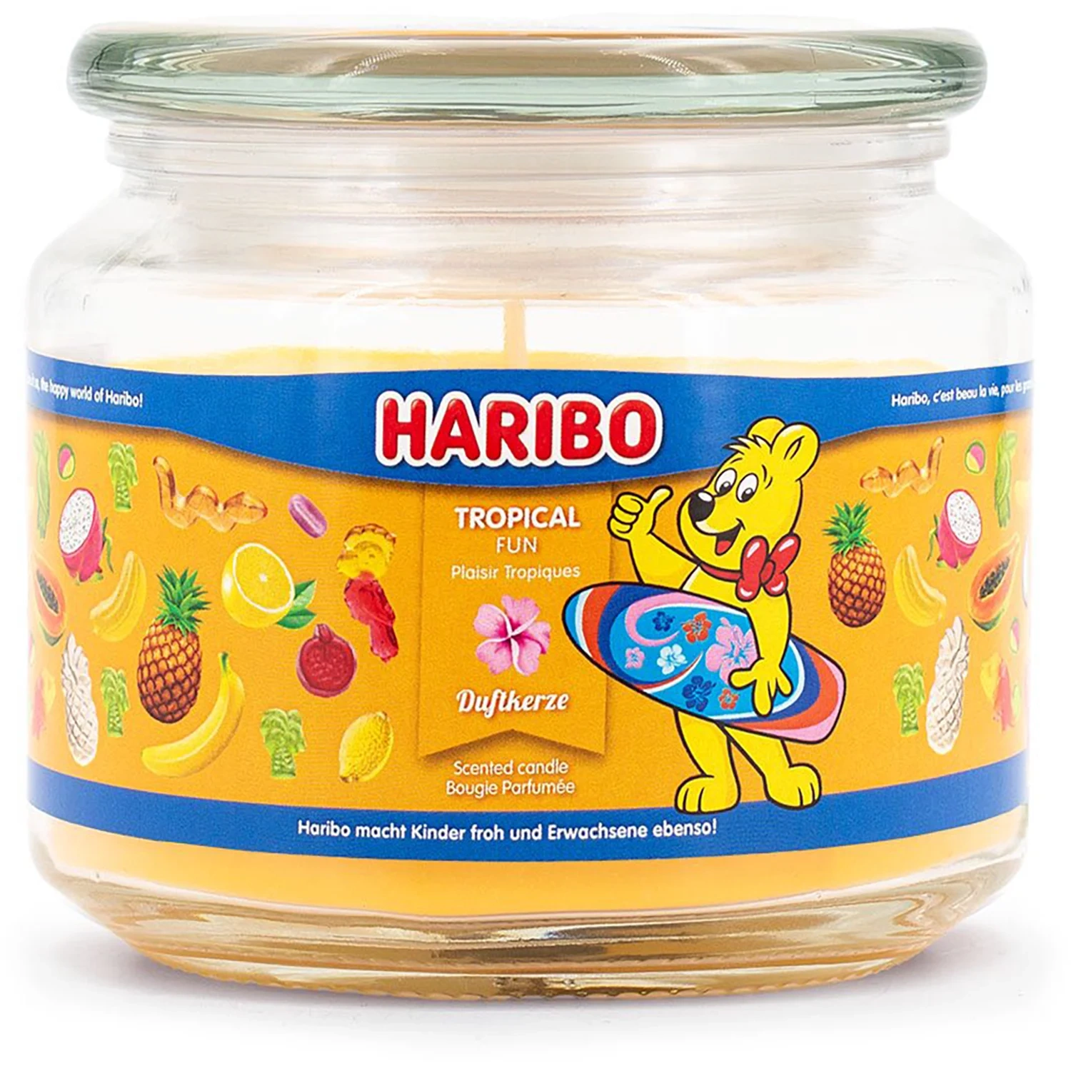 Scented candle in glass tropical jelly beans Haribo Tropical Fun 300 g