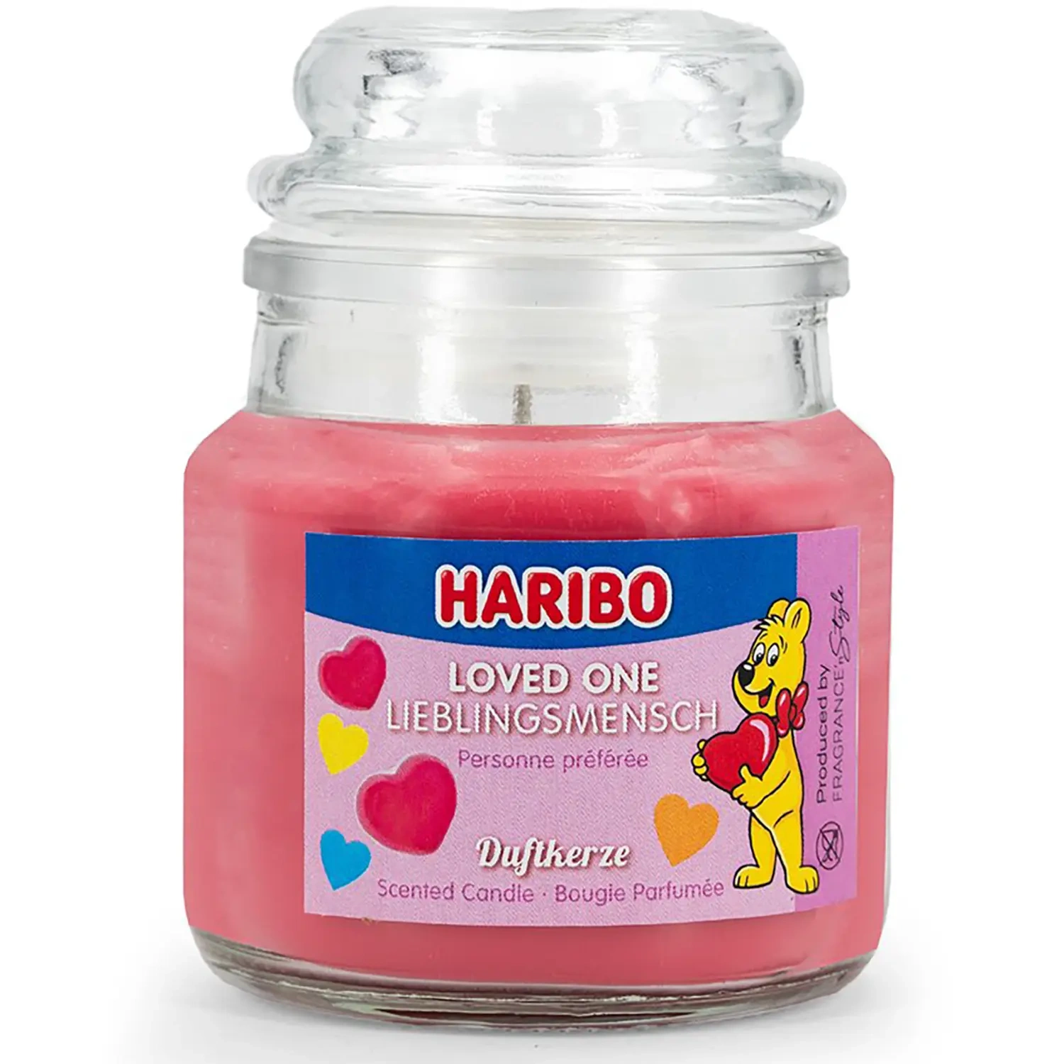 Haribo small scented candle in glass Loved One raspberry gummies 85 g